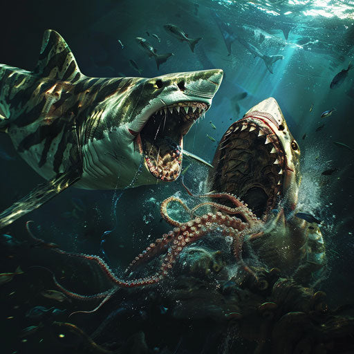 Epic battle between a zebra shark and a giant squid – IMAGELLA