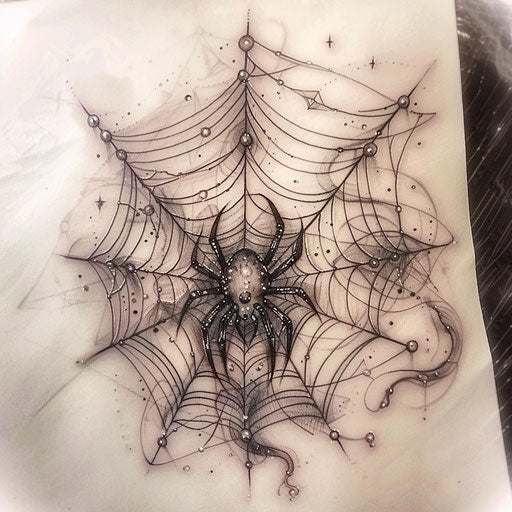 Fantasy spider web with glowing runes and mystical beings – IMAGELLA