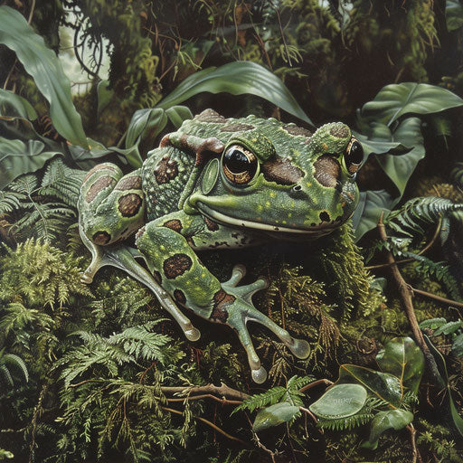 Camouflaged frog in mossy forest – IMAGELLA