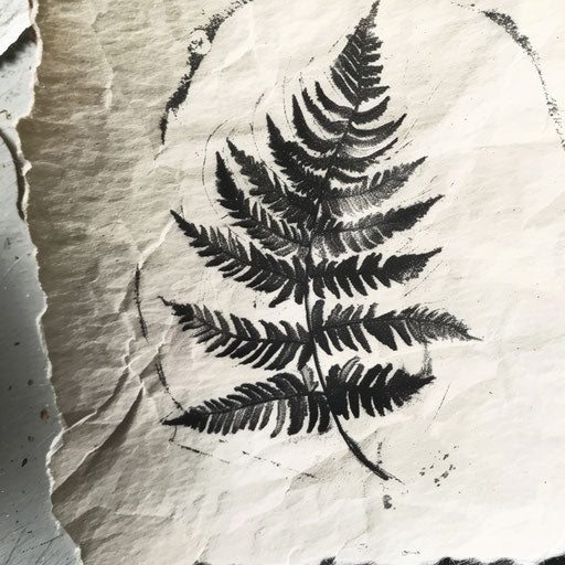 Rustic woodcut fern tattoo on white rustic paper – IMAGELLA