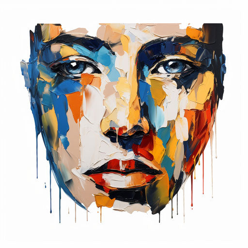 Visage triste en style Art impressionniste, sur fond blanc – IMAGELLA