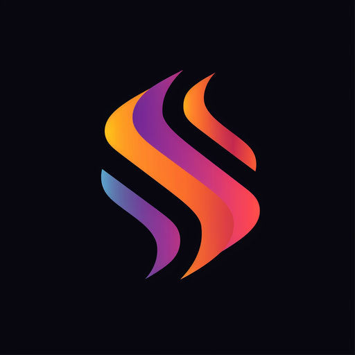 Dynamic business logo with sharp lines and bold colors, on black ...