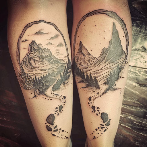 Matching best friend tattoos in the style of Peter Jackson with hobbit ...