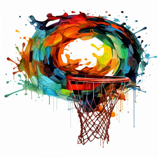 Basketball net clipart in the style of an oil painting, on white ...