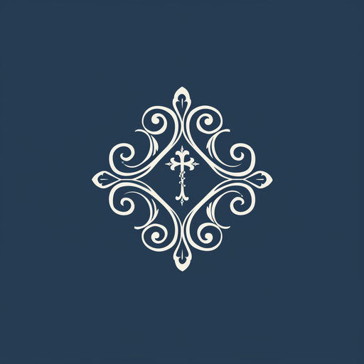 Classic church monogram logo on navy blue background – IMAGELLA