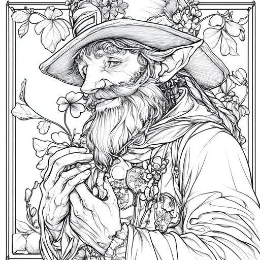 A leprechaun holding a shamrock, in Teagan White style, coloring page ...