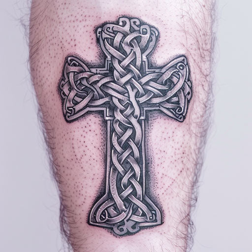 Intricate strength cross tattoo with Celtic knots – IMAGELLA