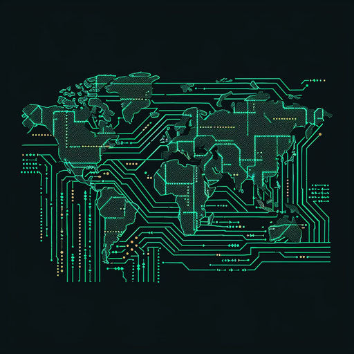 Tech-inspired map logo with digital circuit pattern – IMAGELLA