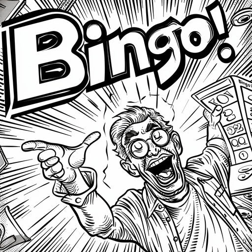 Detailed illustration of a person shouting 'Bingo!' with their winning ...