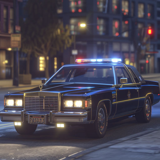 83 Cadillac Coupe DeVille police interceptor on patrol with siren ...