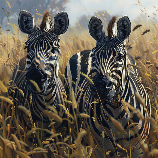 Zebras emerging from tall grass, detailed and lifelike – IMAGELLA