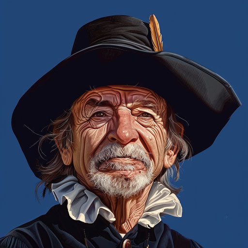Realistic pilgrim shining on royal blue background – IMAGELLA