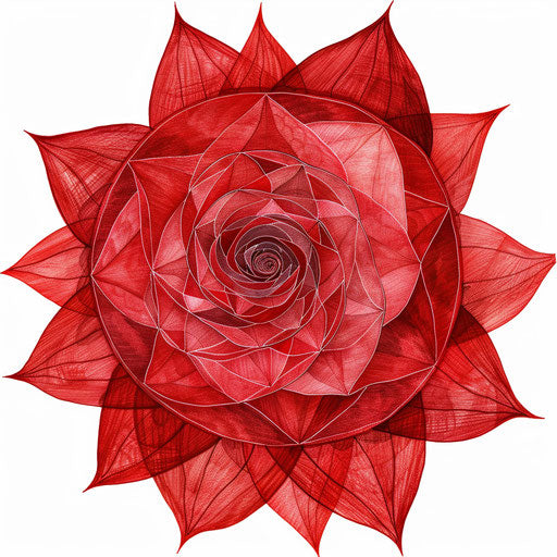 Modern illustration of stylized Root Chakra tattoo, red spiral on white ...