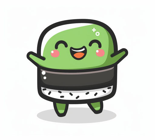 Cute dancing anthropomorphic Sushi in green and black – IMAGELLA