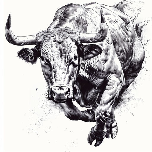 Realistic tattoo design of a moving bull – IMAGELLA