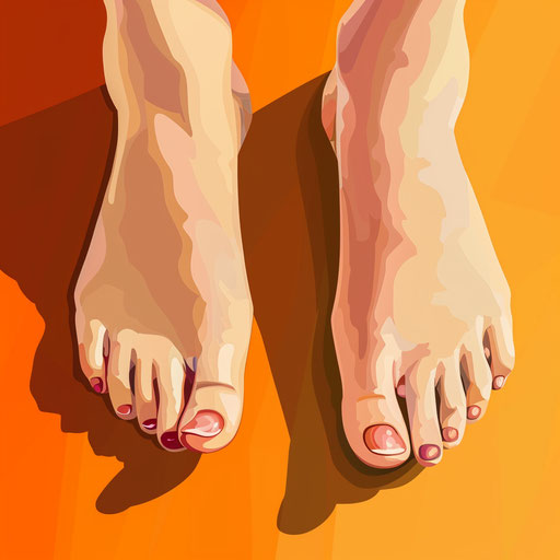 Realistic toes clipart on sunset orange background – IMAGELLA