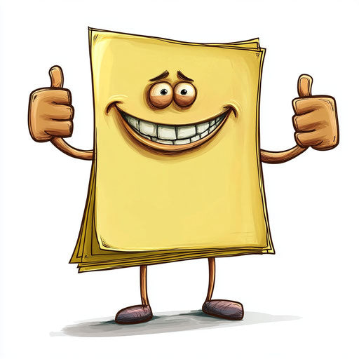 Humorous caricature of a sticky note clipart with human characteristics ...