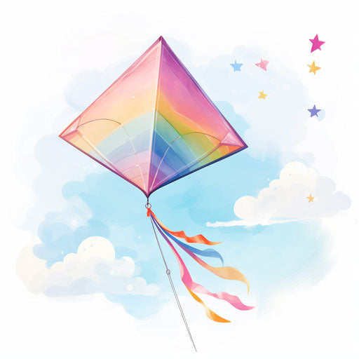 Pastel colors kite clipart on white background – IMAGELLA