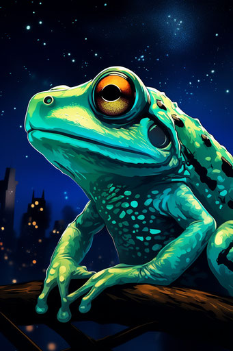 Green celestial frog in classic tattoo style – IMAGELLA