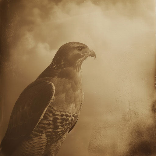 Red hawk bird in an ethereal sepia scene – IMAGELLA