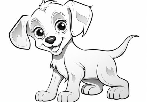 Coloring page of an animated cartoon puppy in the style of Samyang AF ...