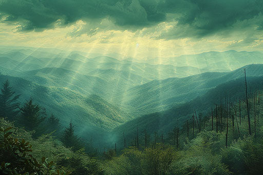The Great Smoky Mountains, Blue Ridge Parkway, sunrays style ...