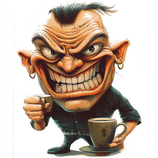 Caricatura humorística de un clipart de café con características humanas – IMAGELLA