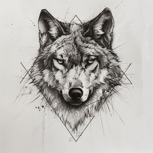 Triangle tattoo with wolf face on white background – IMAGELLA