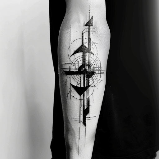 Minimalist cyber tribal tattoo with digital lines and geometric shapes ...