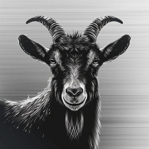 Realistic silver goat on flat metallic background – IMAGELLA