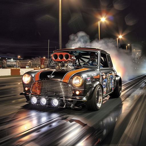 1980 Mini Cooper dragster ready to race on a classic American drag ...