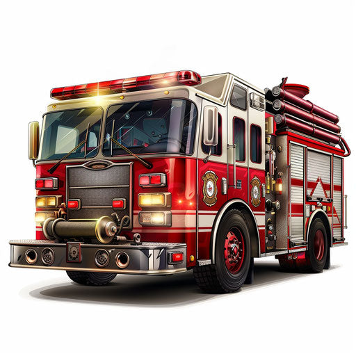 Realistic fire engine illustration with random background – IMAGELLA