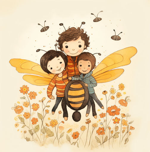 Contemporary fairy tale: bee with two children – IMAGELLA