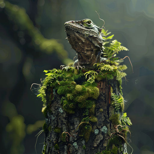 A lizard on a moss-covered tree trunk – IMAGELLA