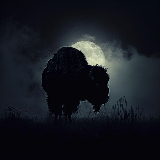 Powerful silhouette of a bison in the moonlight – IMAGELLA