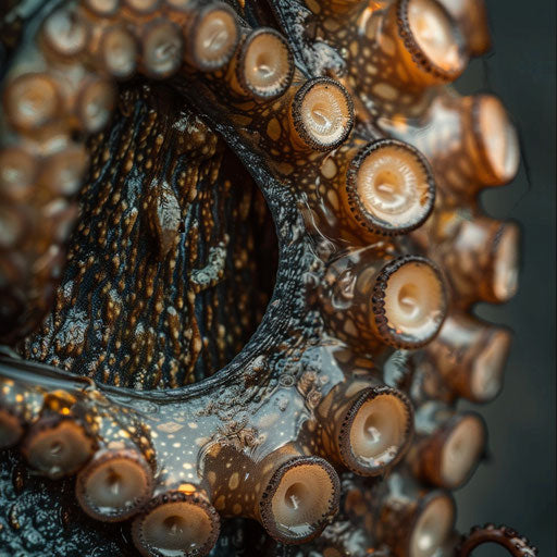 Octopus suction cups gripping onto glass pane – IMAGELLA