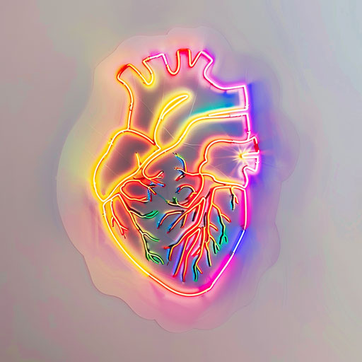 Anatomical heart in neon on white background – IMAGELLA