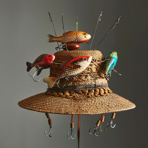 Fishing hat with lures and hooks – IMAGELLA
