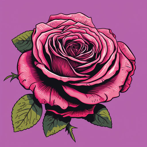 Pink rose, pop art and classic tattoo style, vintage aesthetic – IMAGELLA