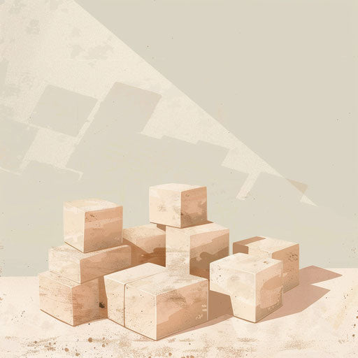 Photo realistic blocks clipart with flat random background, vintage ...