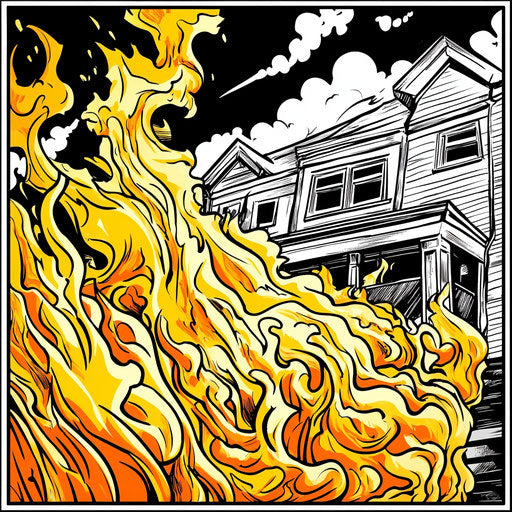Flames in a thrilling comic book scene – IMAGELLA