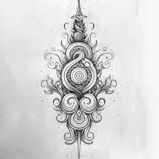 Flat stylized tattoo sketch of a healing sigil with soothing waves and ...