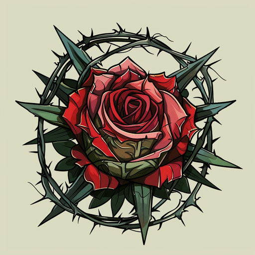 Decorative flat tattoo sketch of a Russian mafia rose with thorns ...