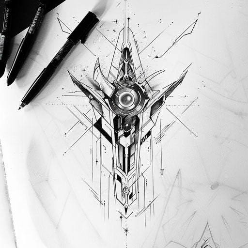 Futuristic cross with holographic and digital motifs – IMAGELLA