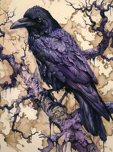 Reverse crow tattoo, light purple and dark amber – IMAGELLA