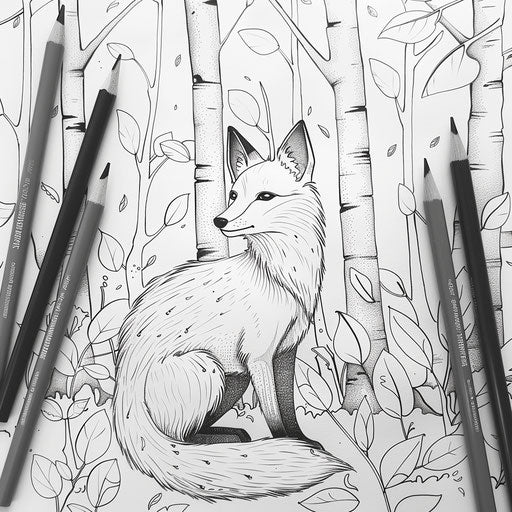 A curious fox exploring a forest, in the style of Ruben Ireland ...