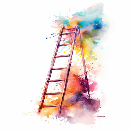 Ladder clipart in the style of Impressionistic Art, on a white ...