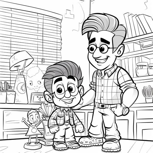 A playful Father's Day with animated characters in the style of Butch ...