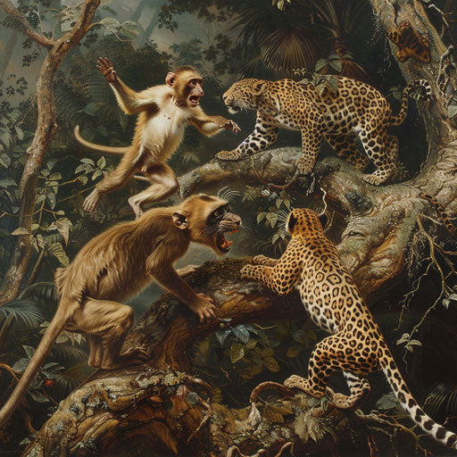 Dramatic scene of monkeys defending their territory from an intruding ...