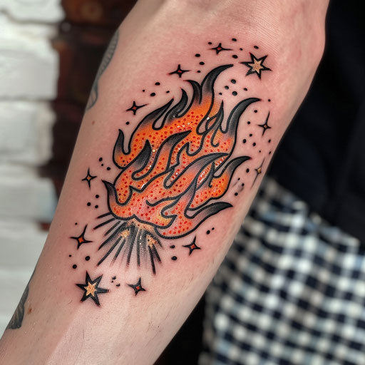 Retro style fire tattoo on white background – IMAGELLA